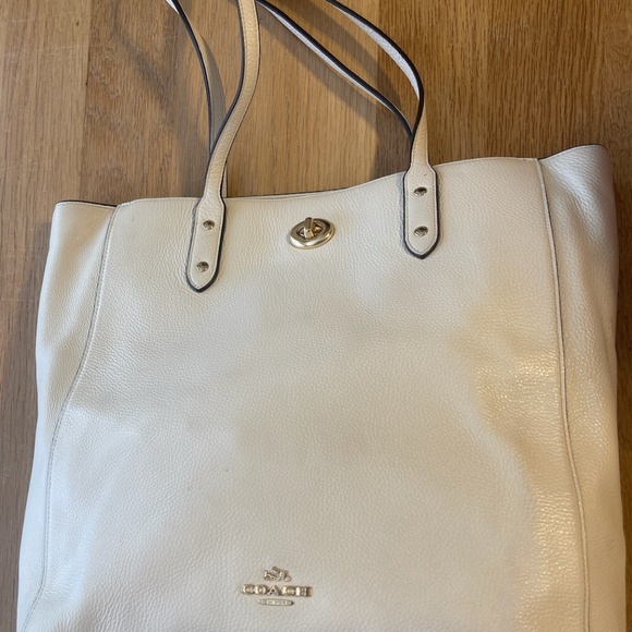 Coach | Bags | Coach Off White Pebble Leather Tall Tote | Poshmark